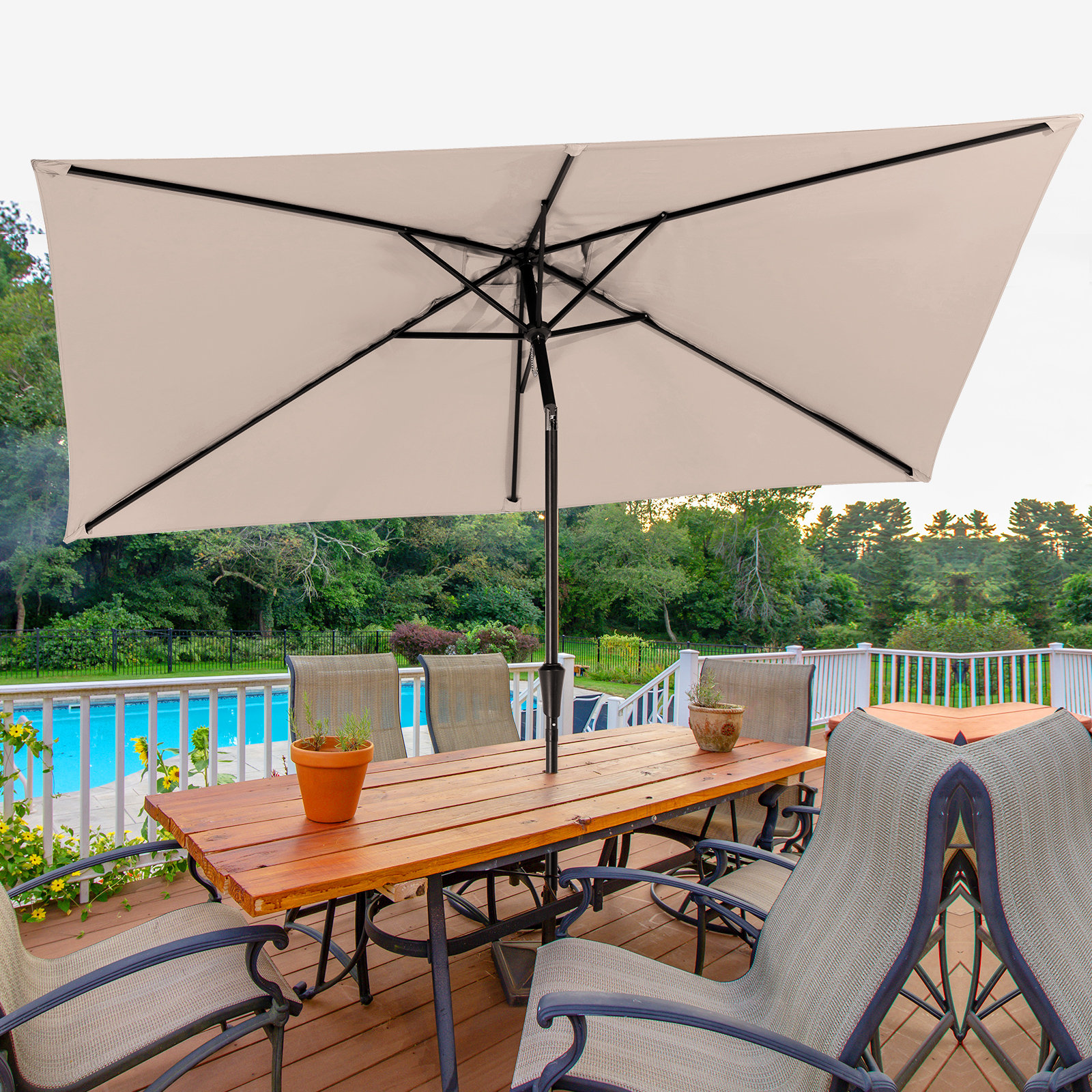 Arlmont & Co. Myhand 10X6.5FT Market Rectangular Patio Umbrellas | Wayfair