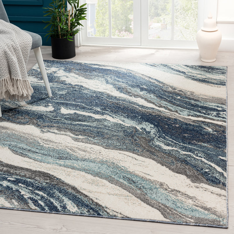 Orren Ellis Alayaa Abstract Blue Area Rug & Reviews | Wayfair