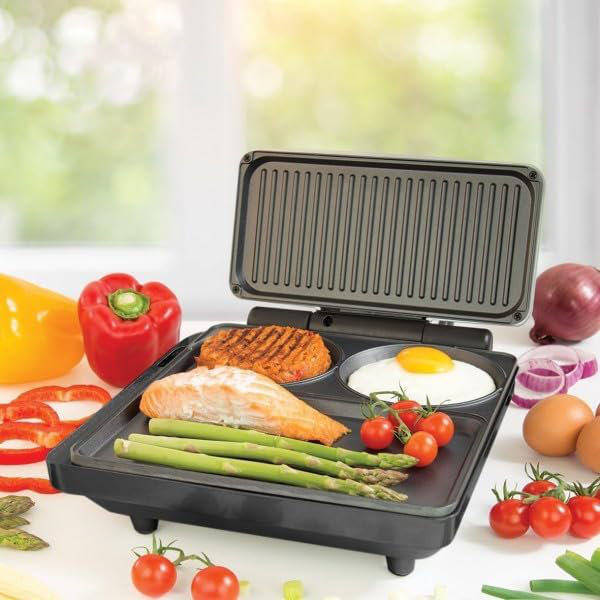 OVENTE Sandwich Maker and Hamburger Grill Machine with Non-Stick ...