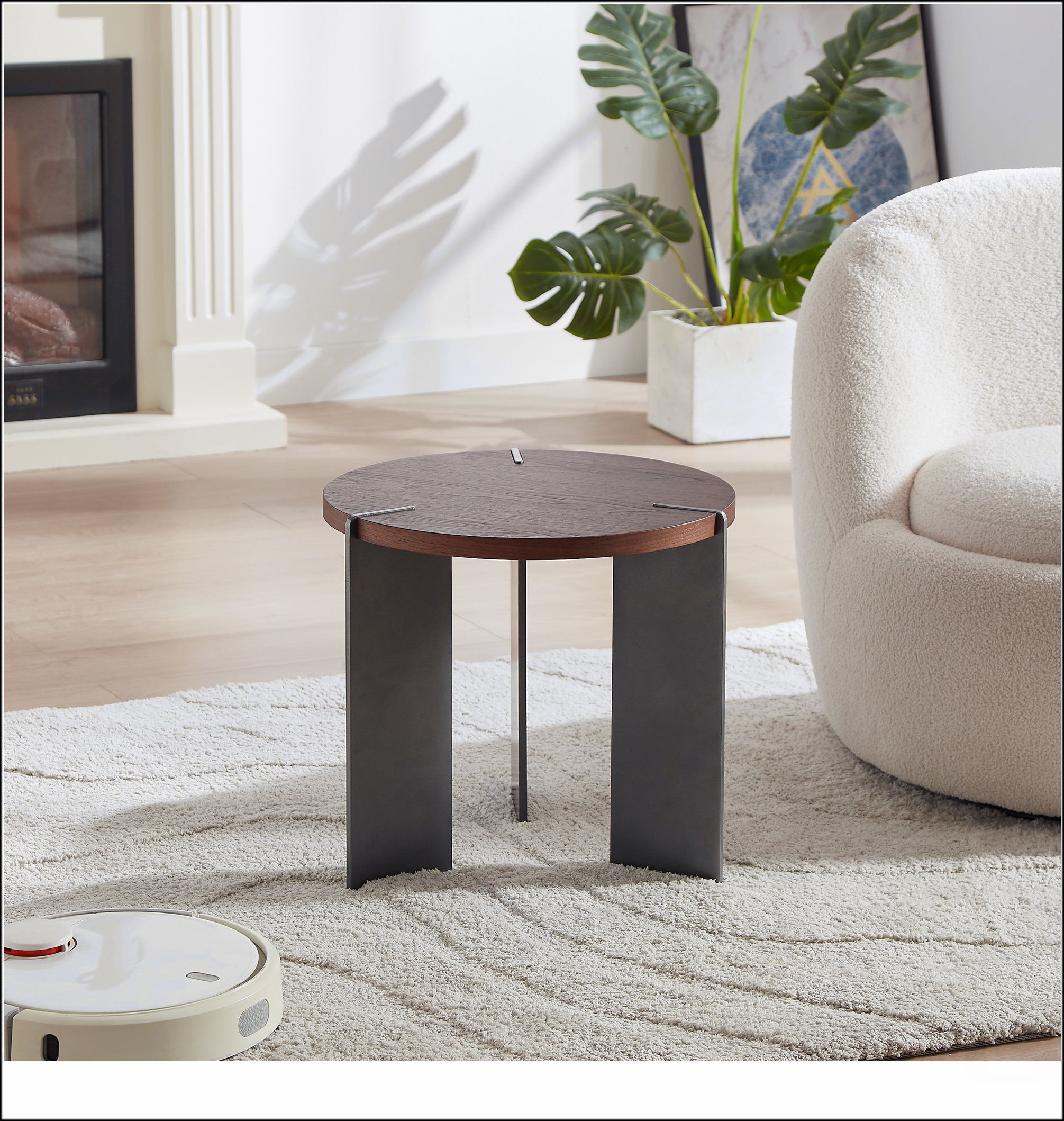 Latitude Run® Round Coffee Table Wood Surface and Metel Feet | Wayfair