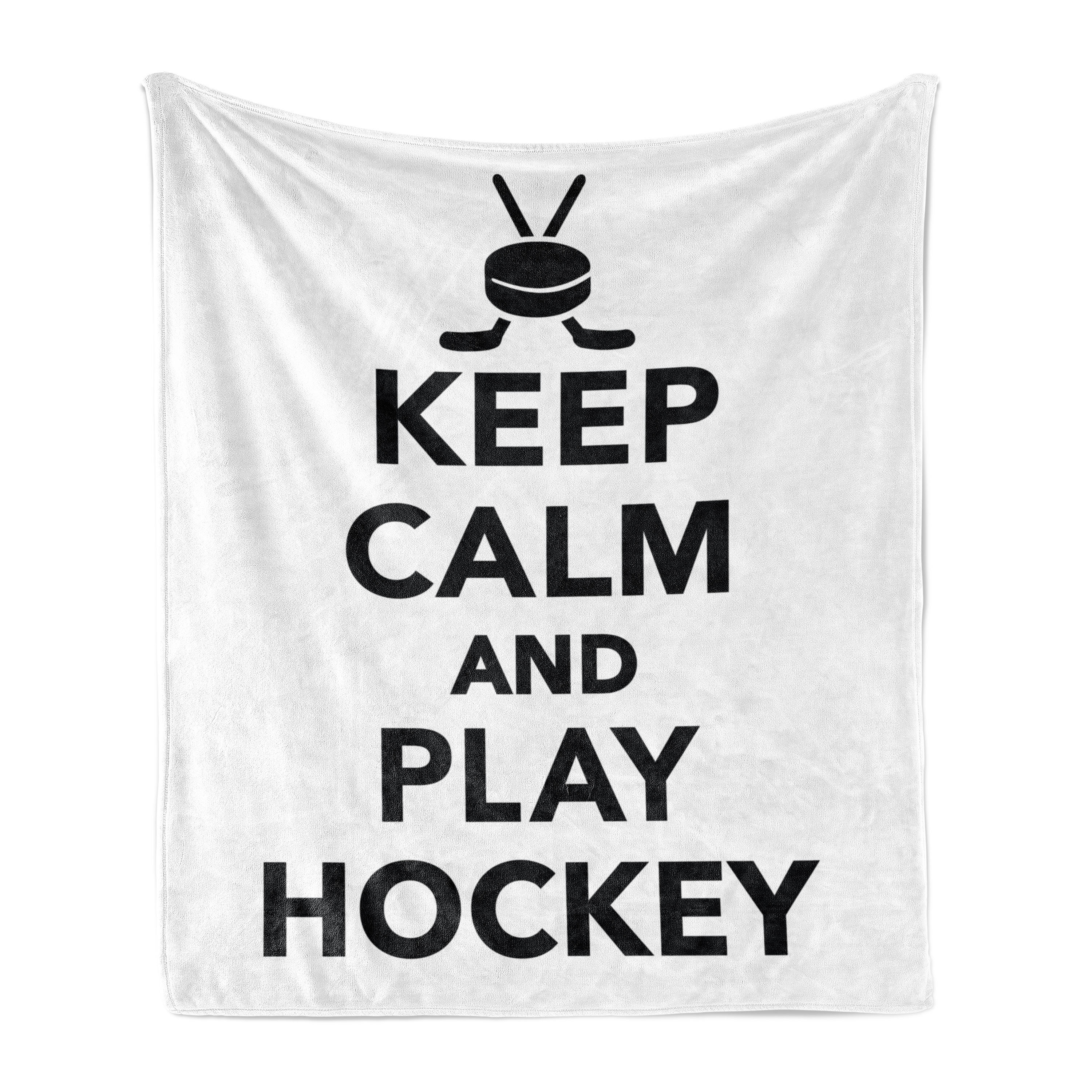 Ambesonne Hockey Fleece Throw Blanket Keep Calm and Play Words 60"x80 ...