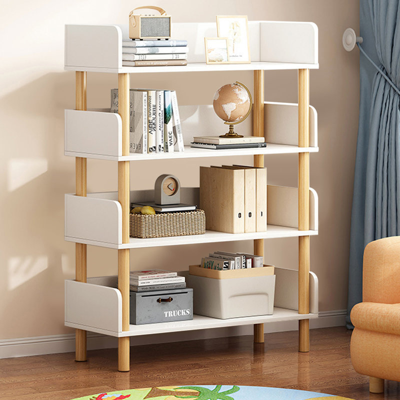 Latitude Run® 4 Tier Wooden Bookcase Freestanding Book Storage Stand ...
