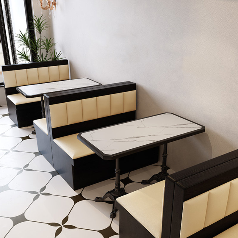Canadian Linen Vintage Simple Restaurant Bench Faux Leather Upholstered ...