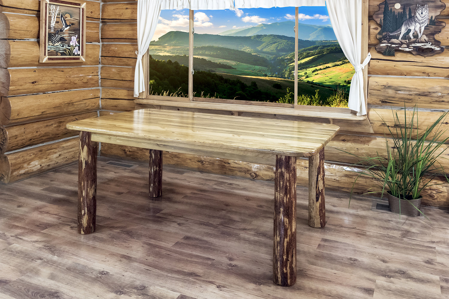 Loon Peak Glacier Country Collection 40" Lodge Pole Pine Dining Table ...