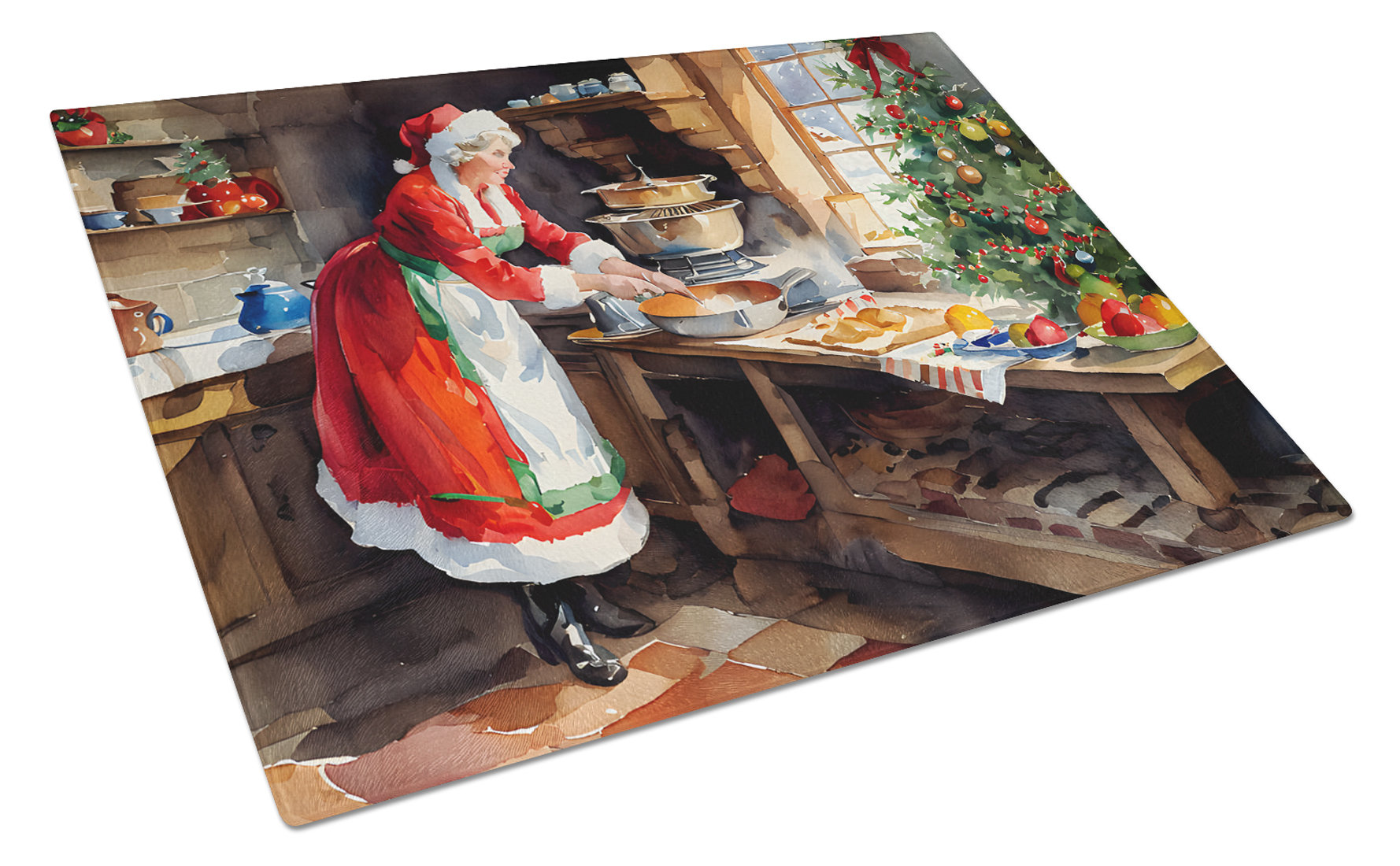 Caroline's Treasures Cookies with Santa Claus Mrs. Claus Glass Cutting ...