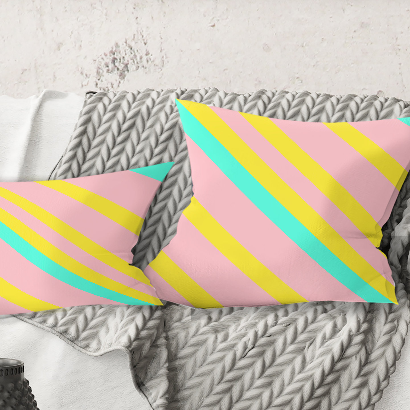 Design Art Memphis Retro Neon Pattern - Mid-Century ModernPrinted Throw ...