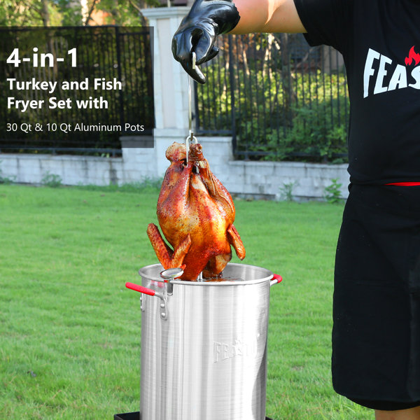 Feasto Outdoor Cooking Series Premium Aluminum Pots 30 Qt. Turkey Fryer ...