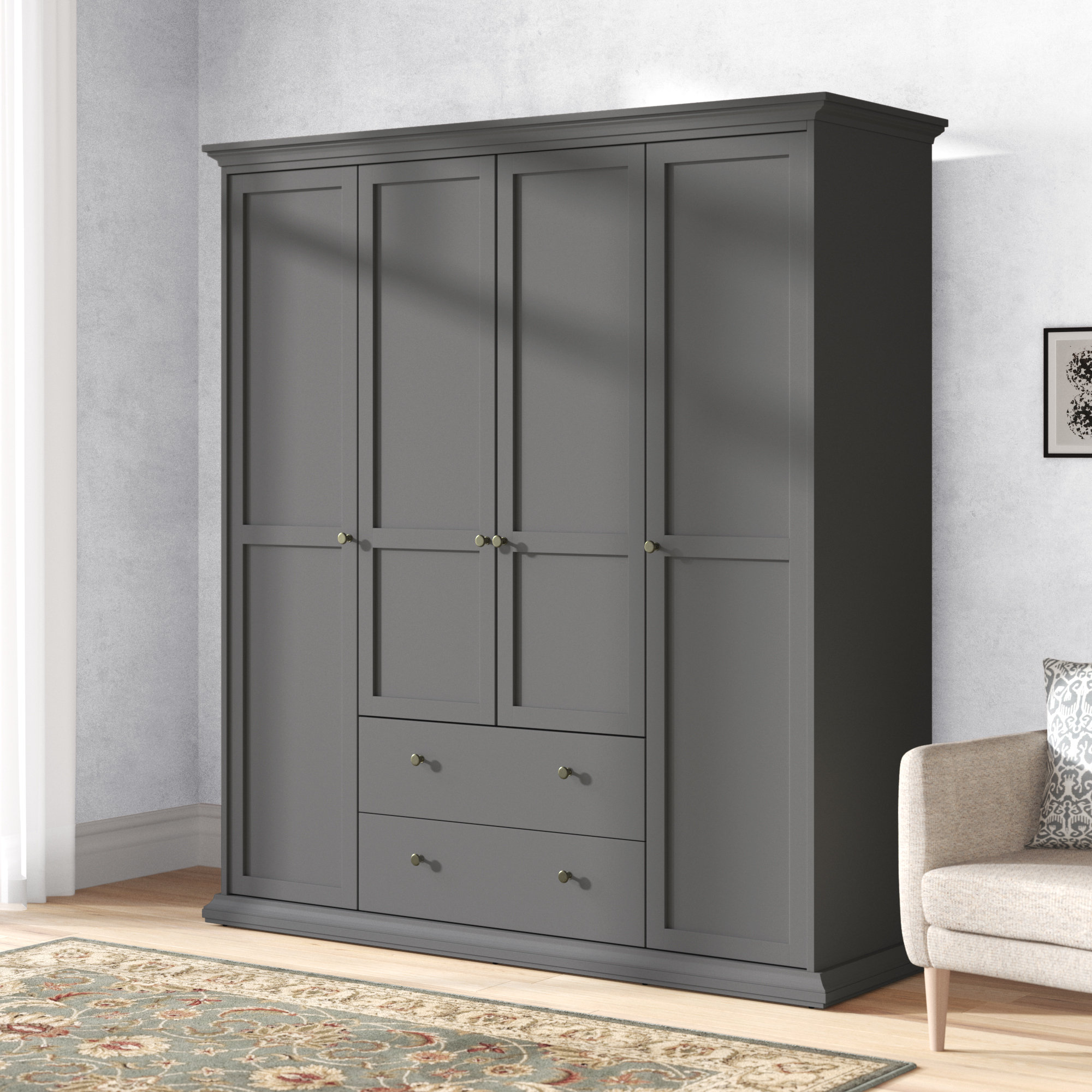 Fernleaf Helena Woodburn 4 Doors Wardrobe | Wayfair.co.uk