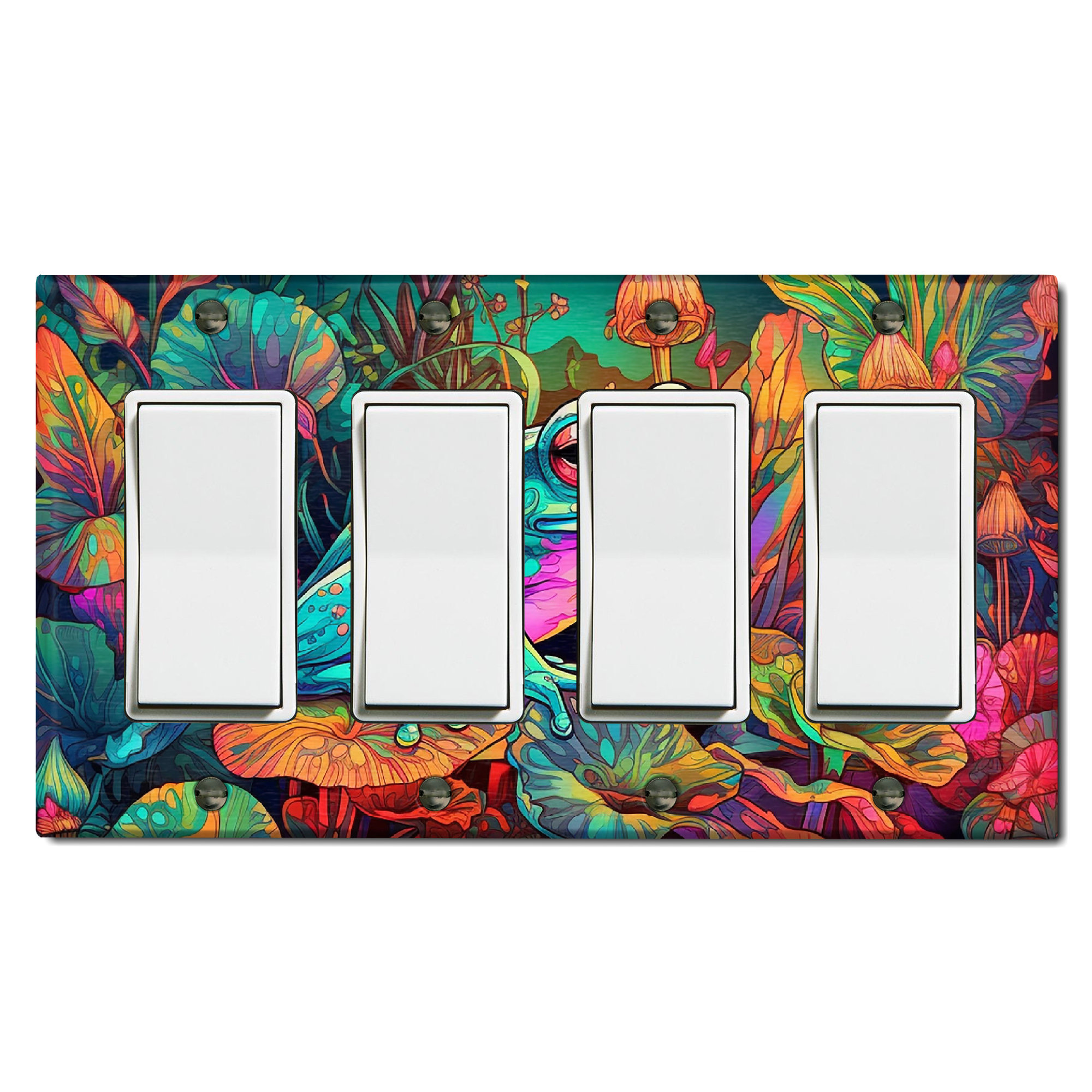 WorldAcc Metal Light Switch Plate Outlet Cover (Colorful Frog Marsh ...