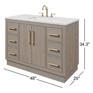Water Creation Hugo 48 In. Single Sink Carrara White Marble Countertop ...