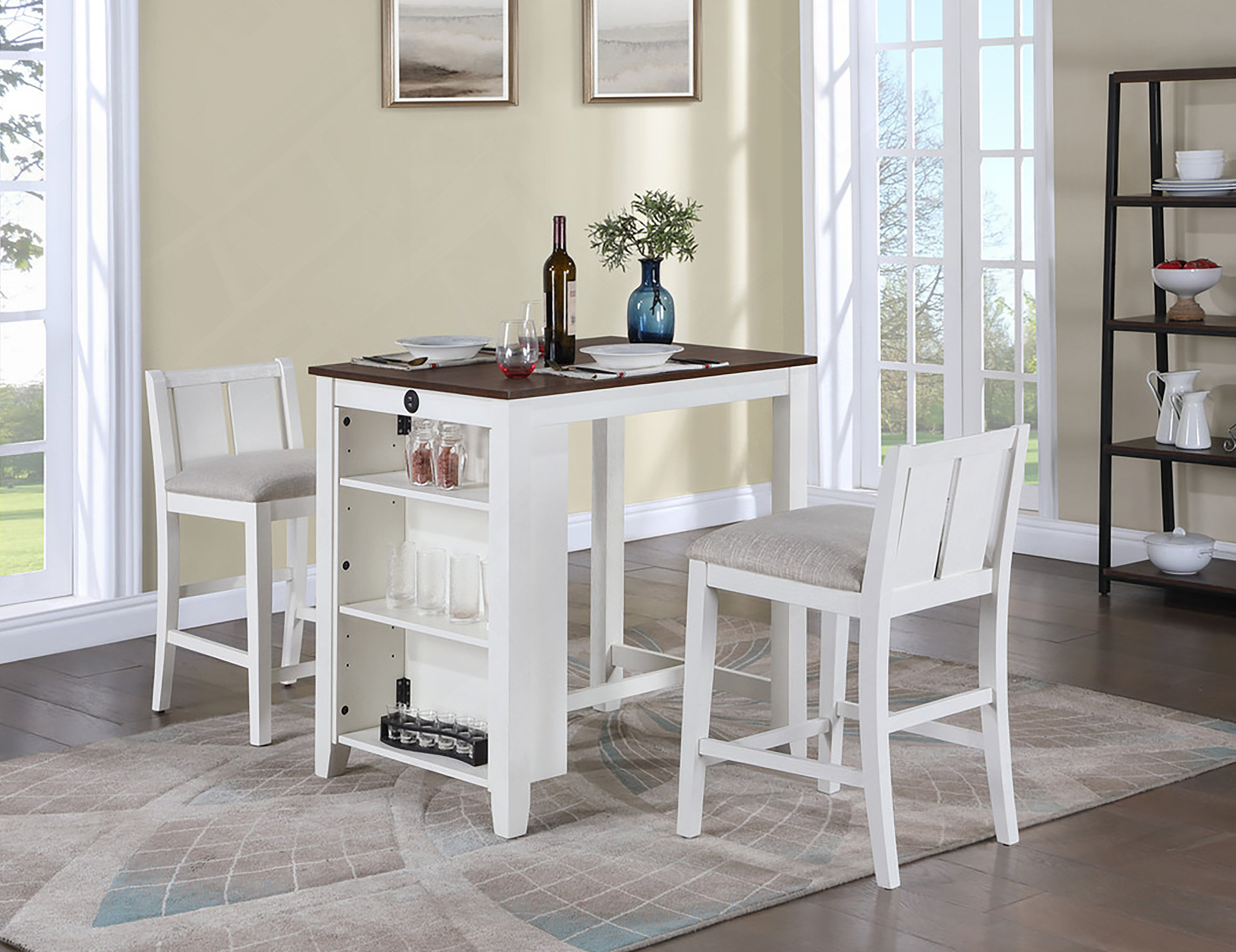 Latitude Run® 36-Inch Counter Height Dining Set With Shelves And Two ...