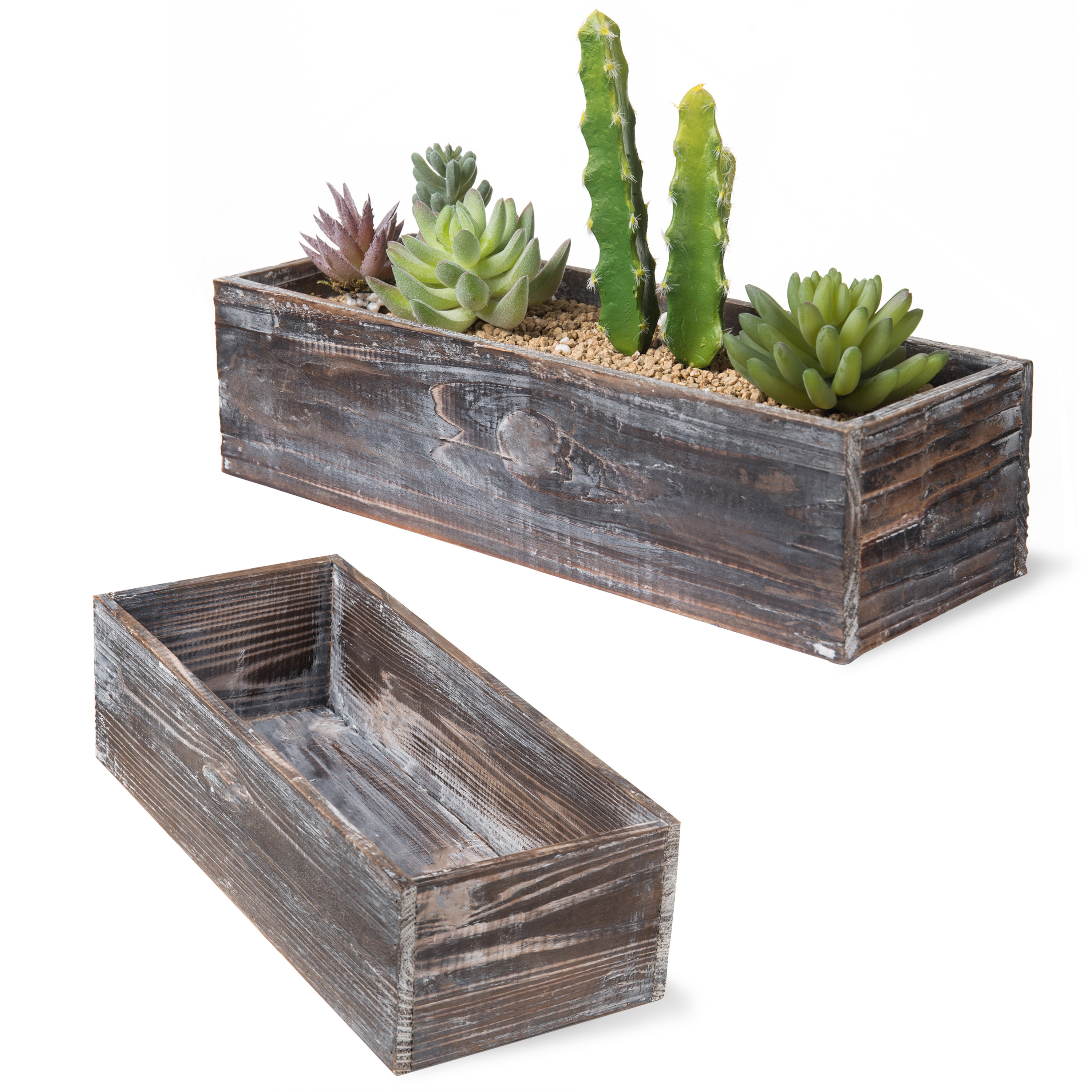 MY GIFT Klinger 2 - Piece Wood Tabletop Planter Box Set | Wayfair.co.uk