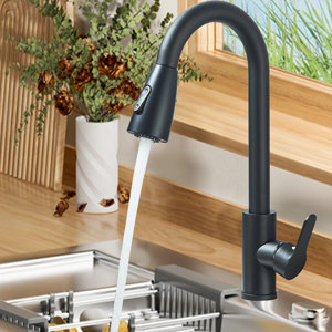 Belfry Kitchen Kitchen Sink Faucet 1 Hole Single Handle 360° Swirl Pull ...