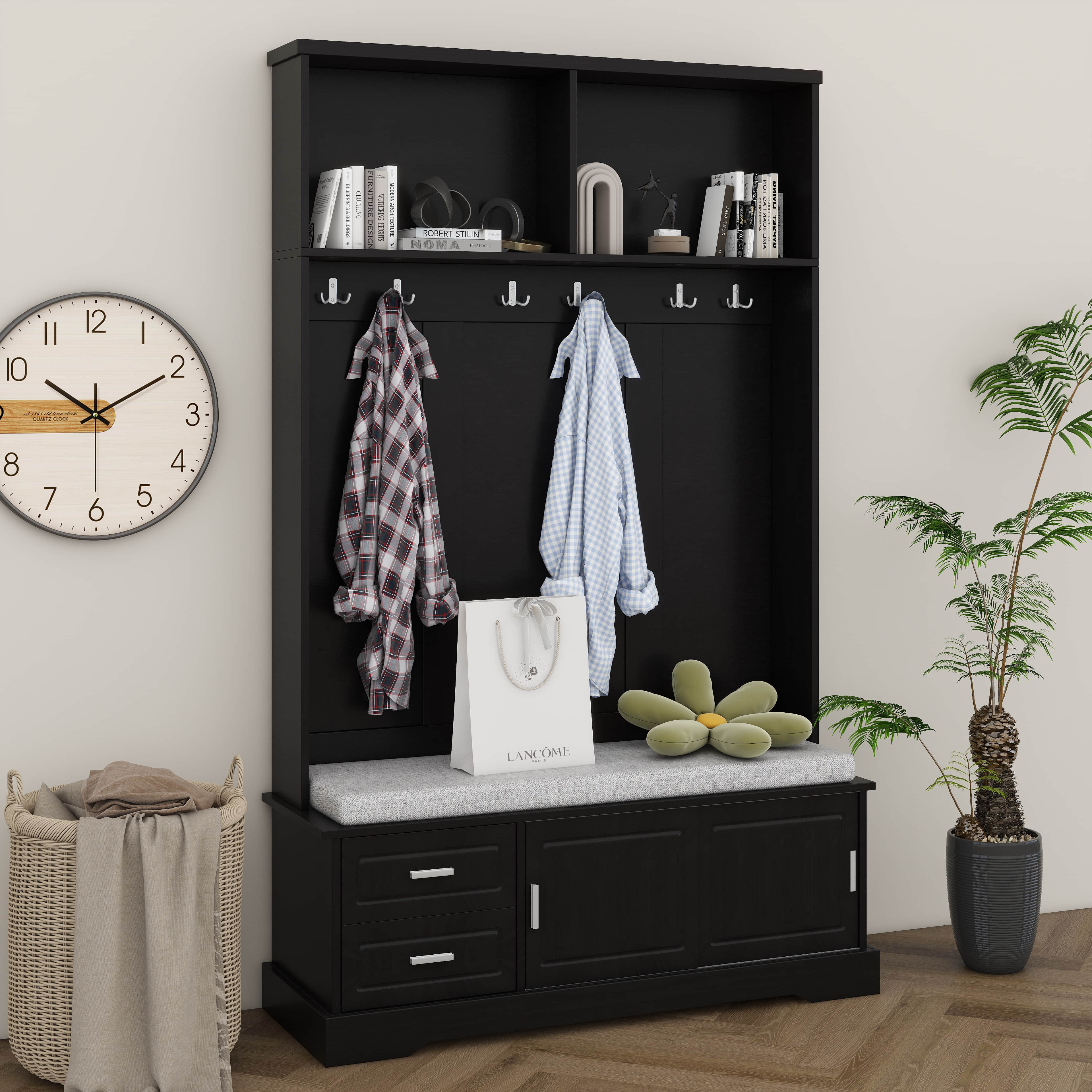 Hokku Designs 78.7" Hall Tree With Sliding Doors, Versatile Coat Rack ...