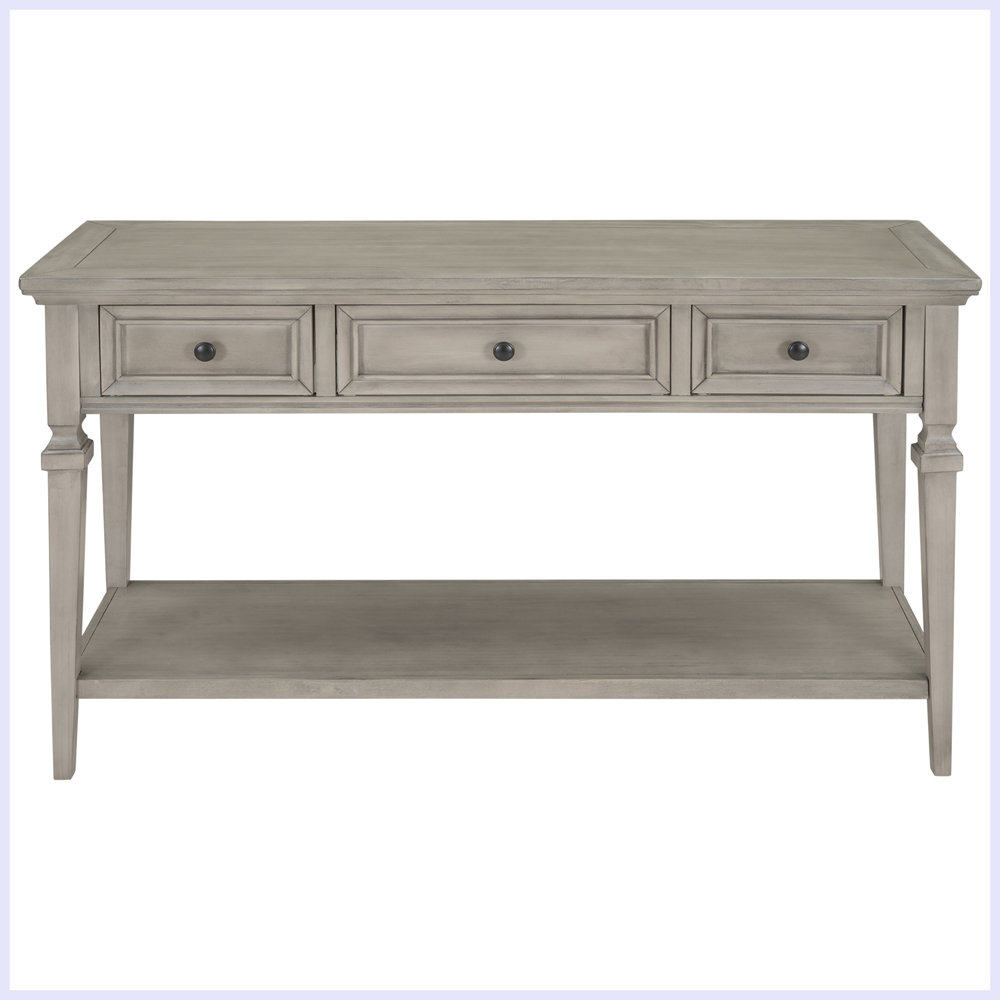 Alcott Hill® Retro Style Console Table with Three Top Drawers and Open ...