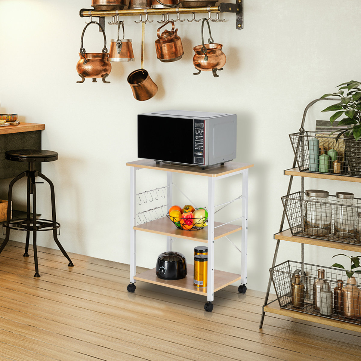 Ebern Designs Baker's Rack 3-Tier Kitchen Utility Microwave Oven Stand ...