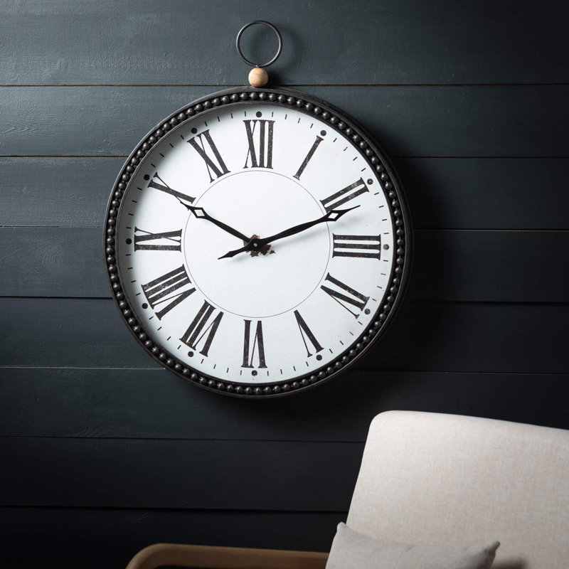 Clover Lane 28.5" Black Bead Rimmed Wall Clock, Metal & Reviews | Wayfair