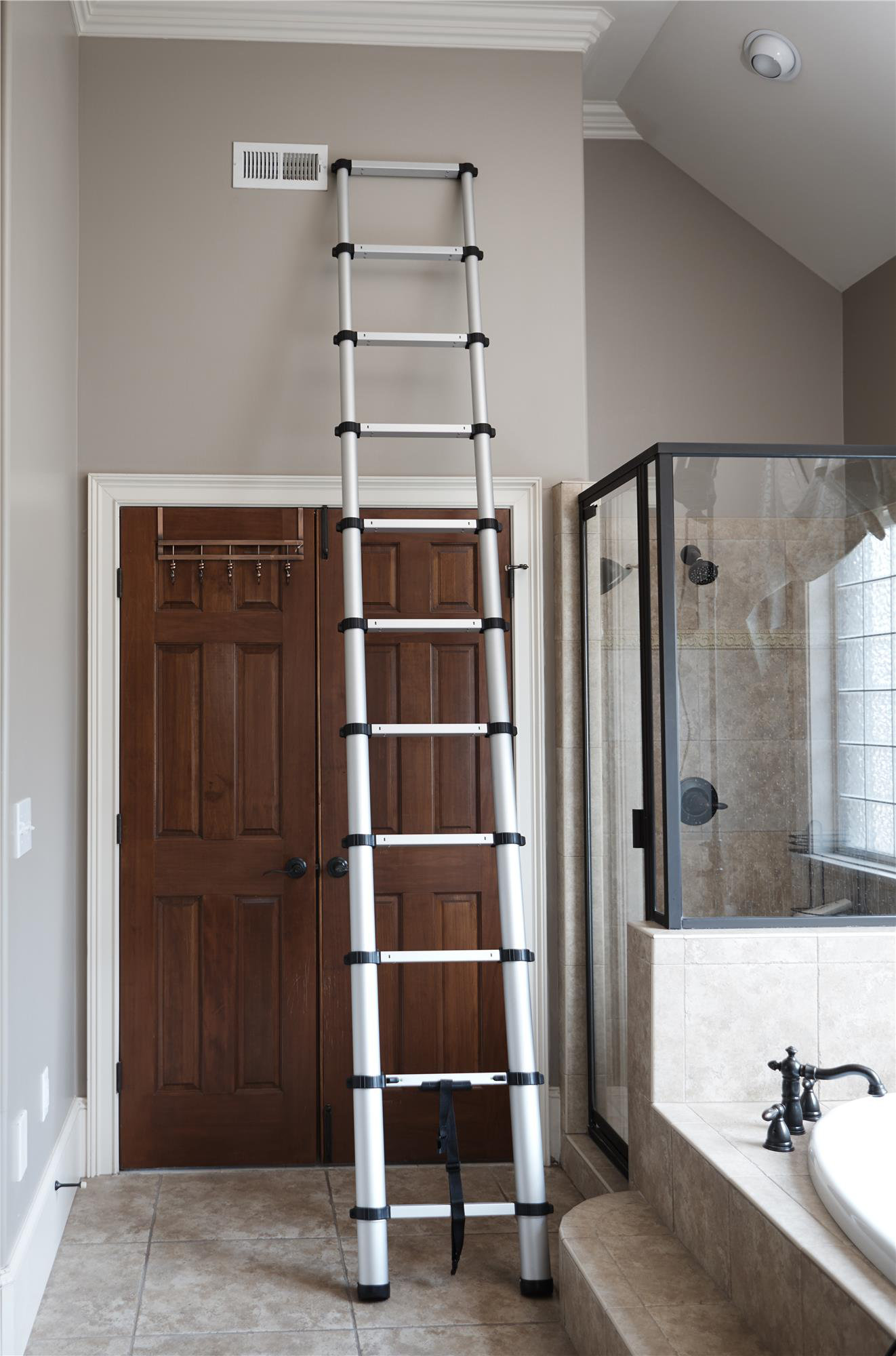 COSCO SmartClose Telescoping 10.5 ft Aluminum Extension Ladder with 300 lb. Load Capacity ...