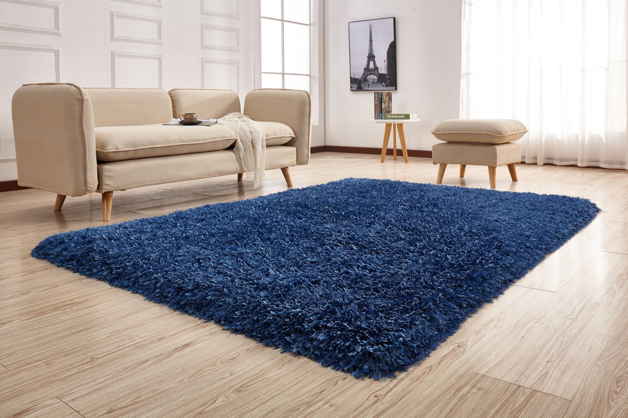 Rug Factory Plus Crystal Handmade Tufted Cotton Navy Area Rug | Wayfair