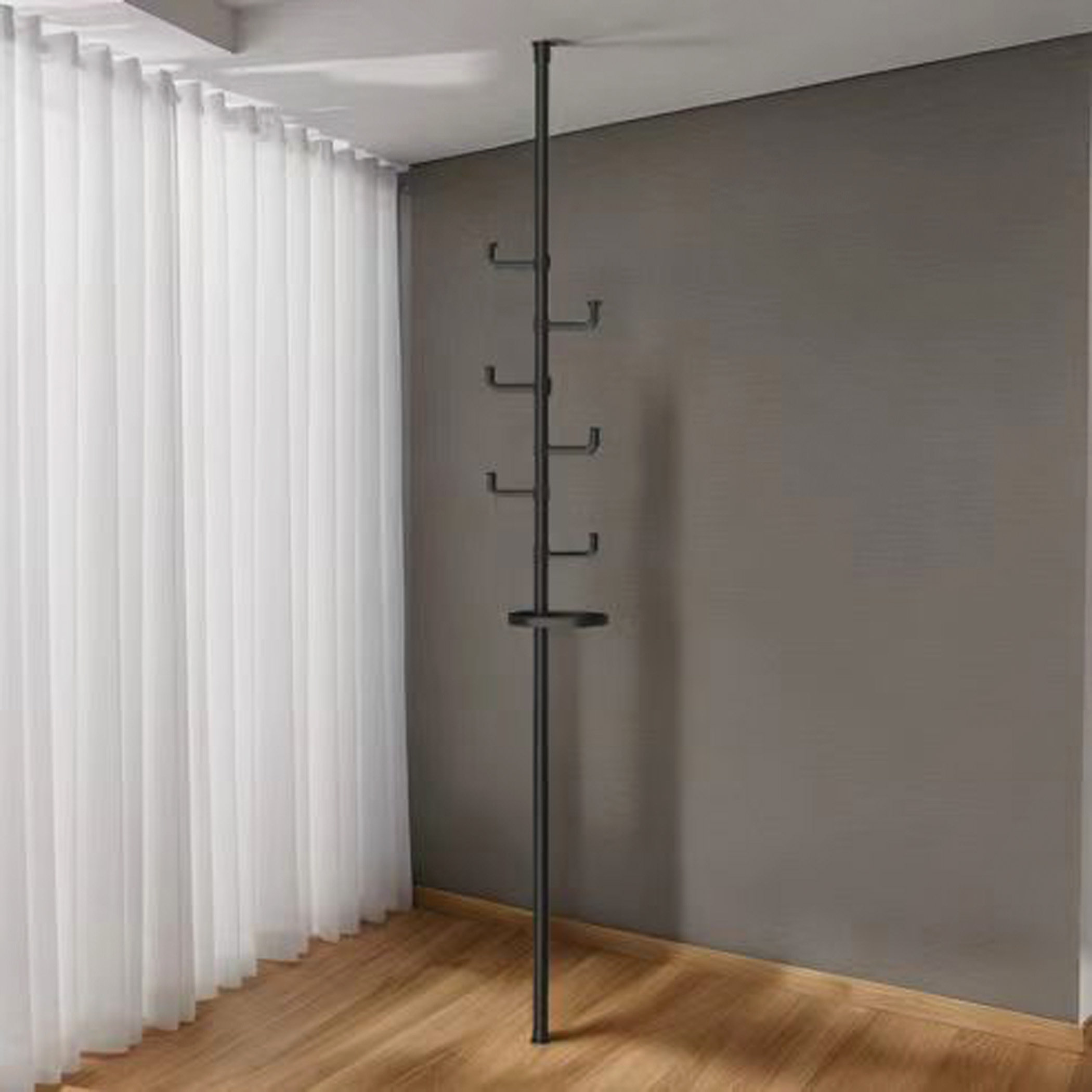 Wrought Studio™ Trays Adjustable Laundry Pole Clothes Drying Rack Coat ...