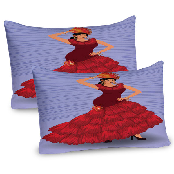 Ambesonne Spanish Pillow Sham 2 Pack Dance Pose Spanish Lady Maroon ...