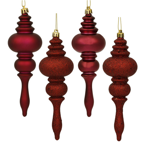 Northlight Seasonal Shatterproof 4-Finish Finial Christmas Ornaments 7 ...