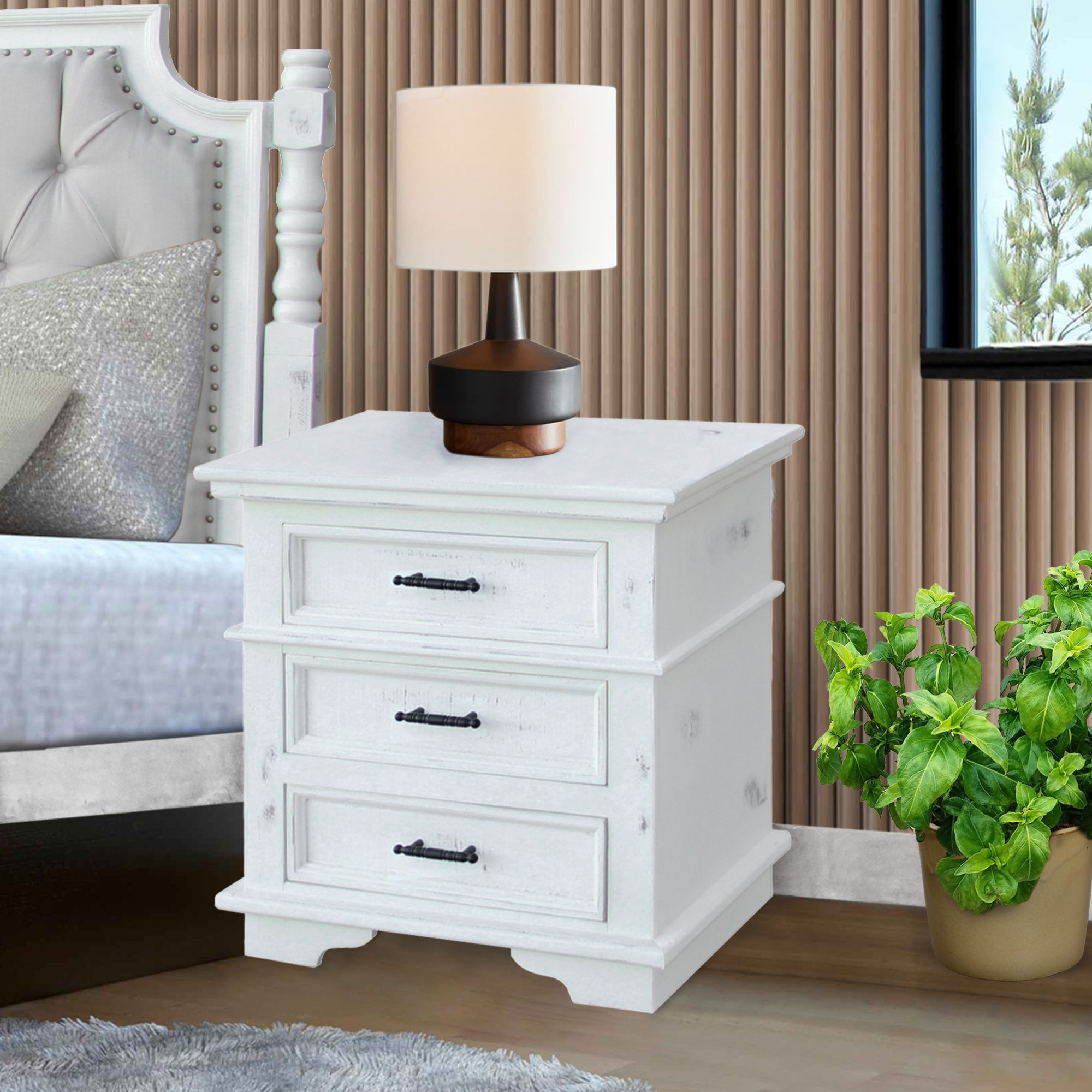 Rosalind Wheeler Cashtyn Three Drawer Nightstand | Wayfair