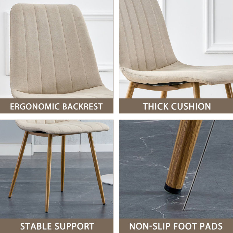 Mercer41 Zeshaun Linen Metal Side Chair Dining Chair | Wayfair