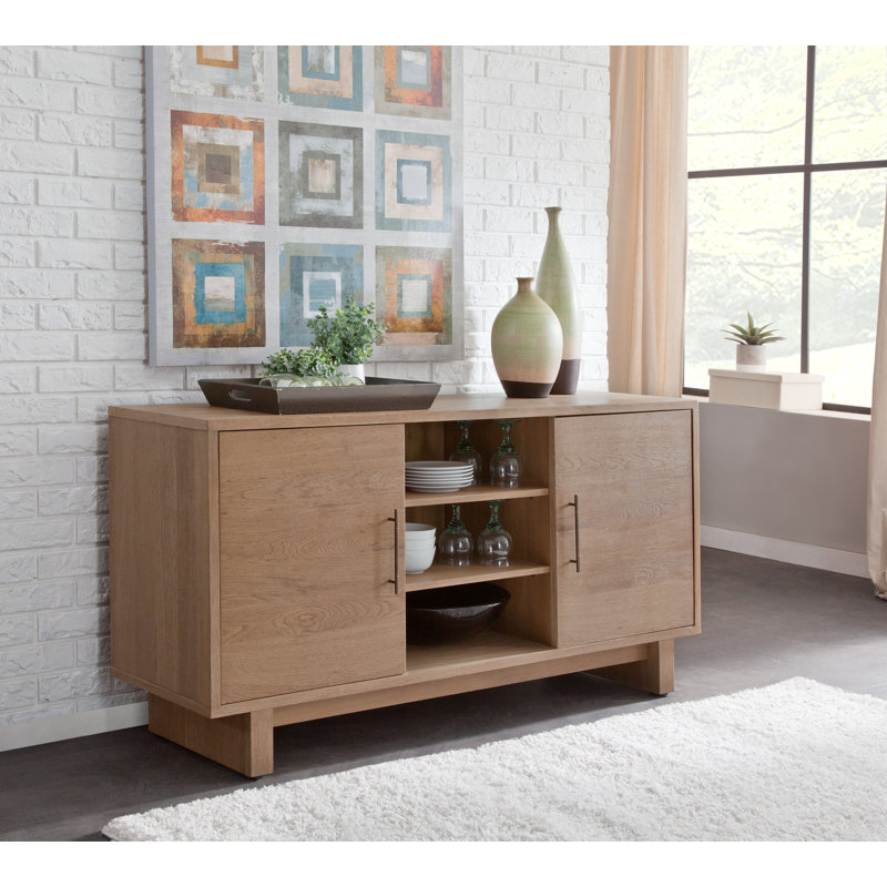 Ebern Designs Wood Natural Oak Dining Server With Storage | Wayfair
