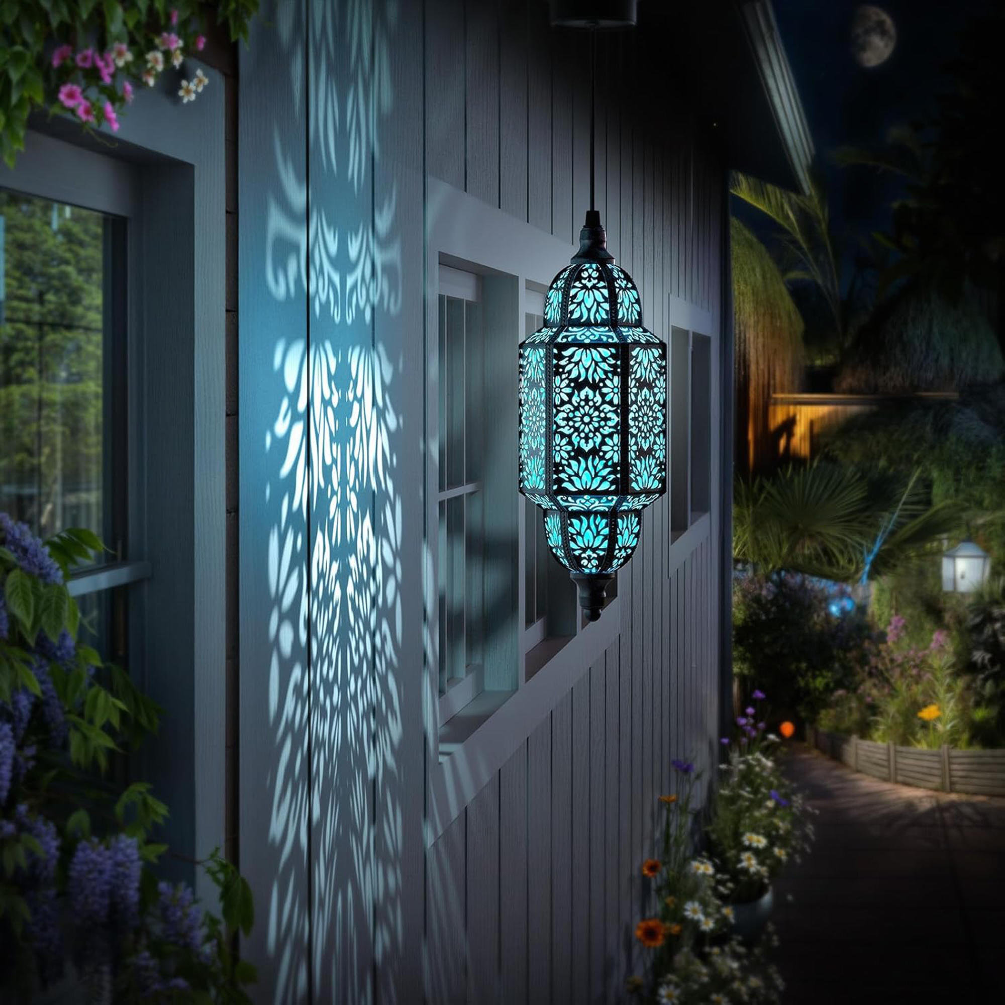 The Holiday Aisle® Hanging Solar Moroccan Lanterns 2 Pack - Waterproof ...