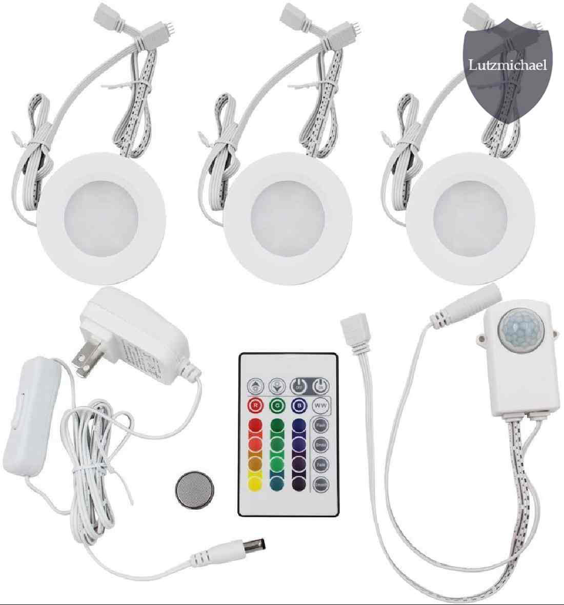 menggutong Set Of 3 Multicolor LED Under Cabinet Lighting Kit, UL ...