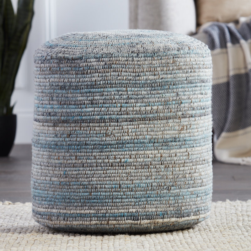 Dovecove Borunda 18'' Wide Round Striped Pouf Ottoman & Reviews | Wayfair