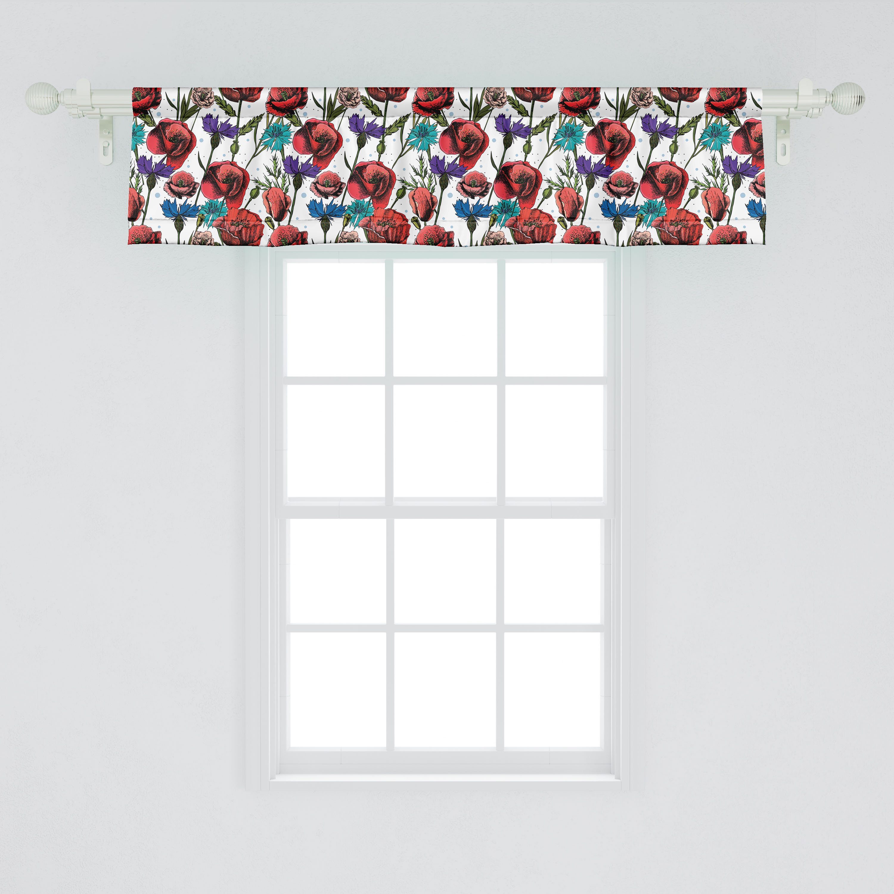 Ambesonne Botanical Valance Pack of 2 Meadow Field Scene Flora 54" Red ...