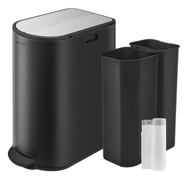 Ivy Bronx Cresong Dual Compartment Slim Bin for Recycling and Waste ...