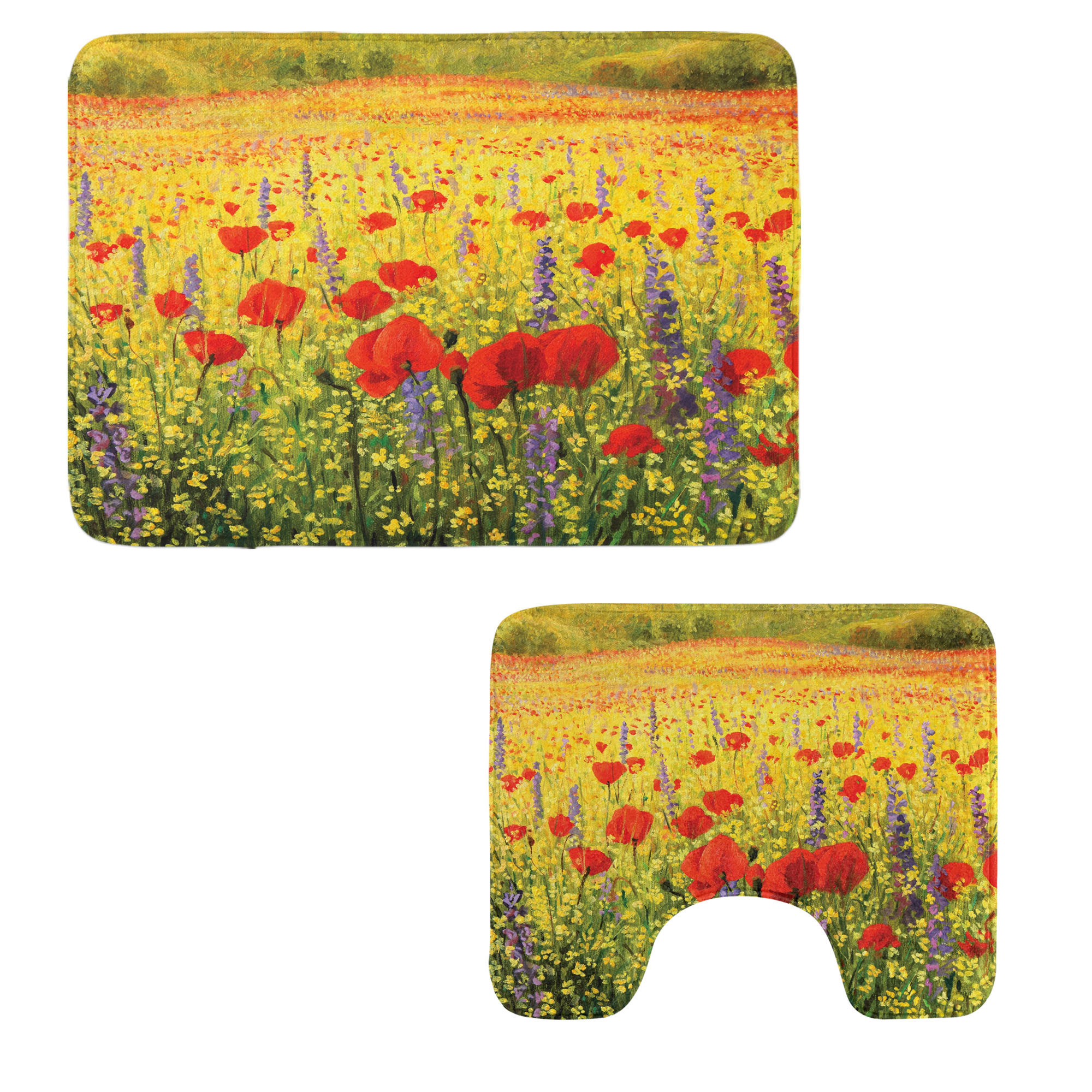 East Urban Home Flower Bathroom Rug Set 2 Pieces Rectangle & Contour ...