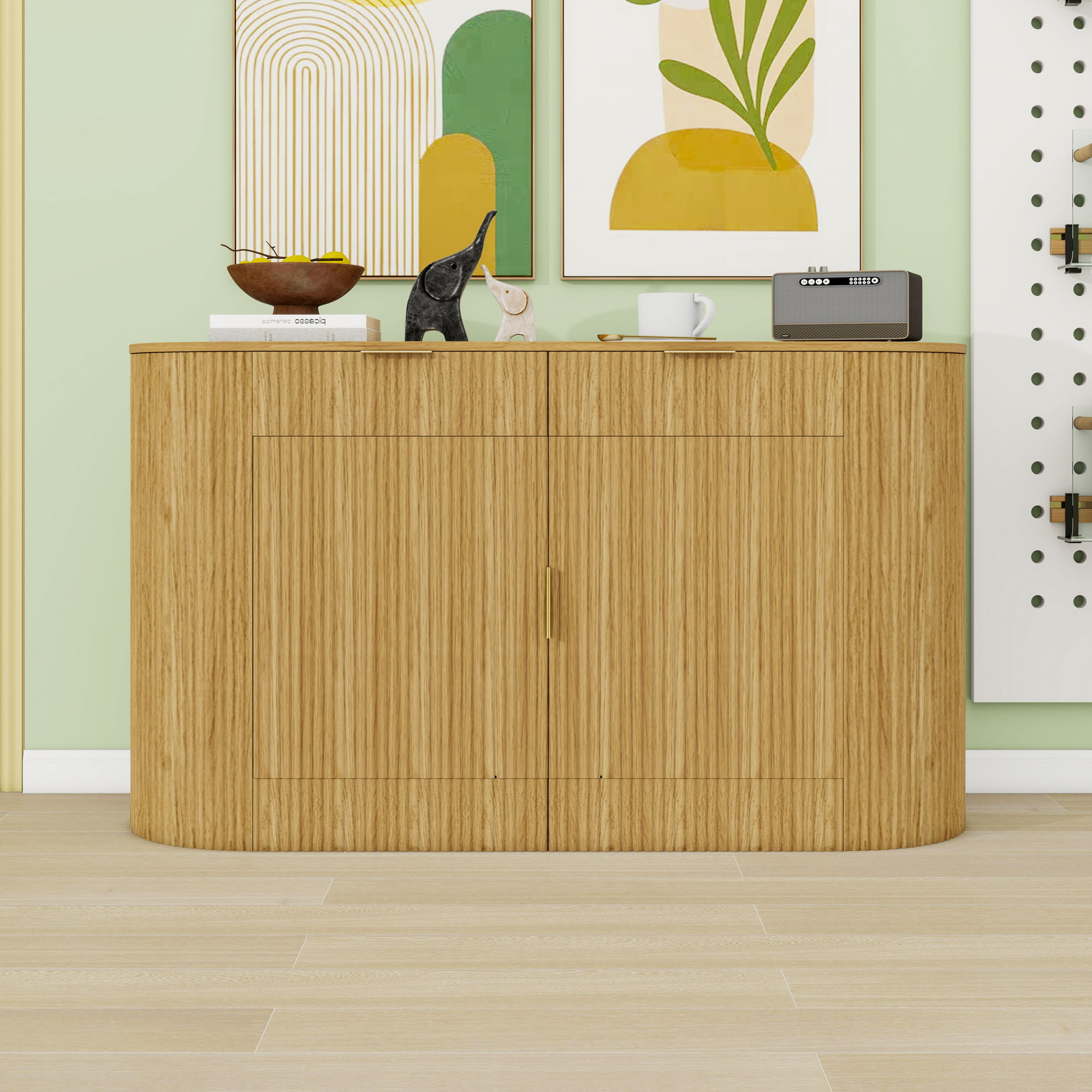 Corrigan Studio® Sideboard with 2 Drawers, Shelves and Curved Side Door ...