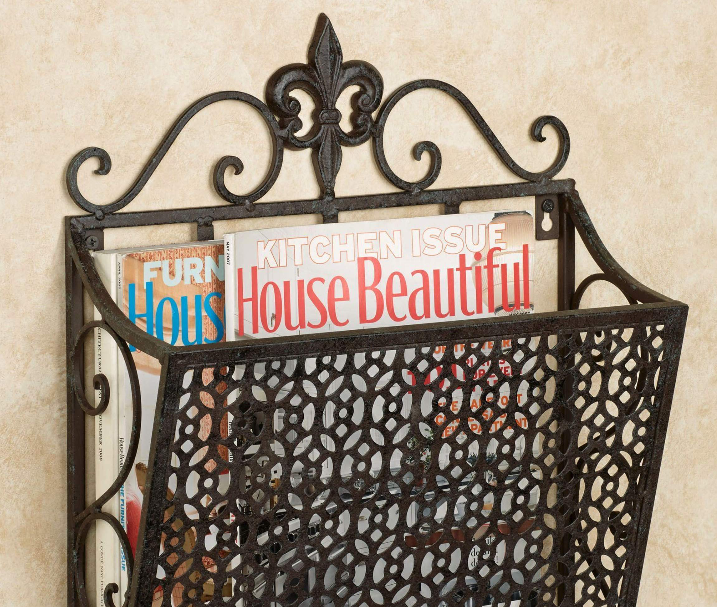 Astoria Grand Wall Magazine Rack -Made Of Metal - Espresso Finish ...