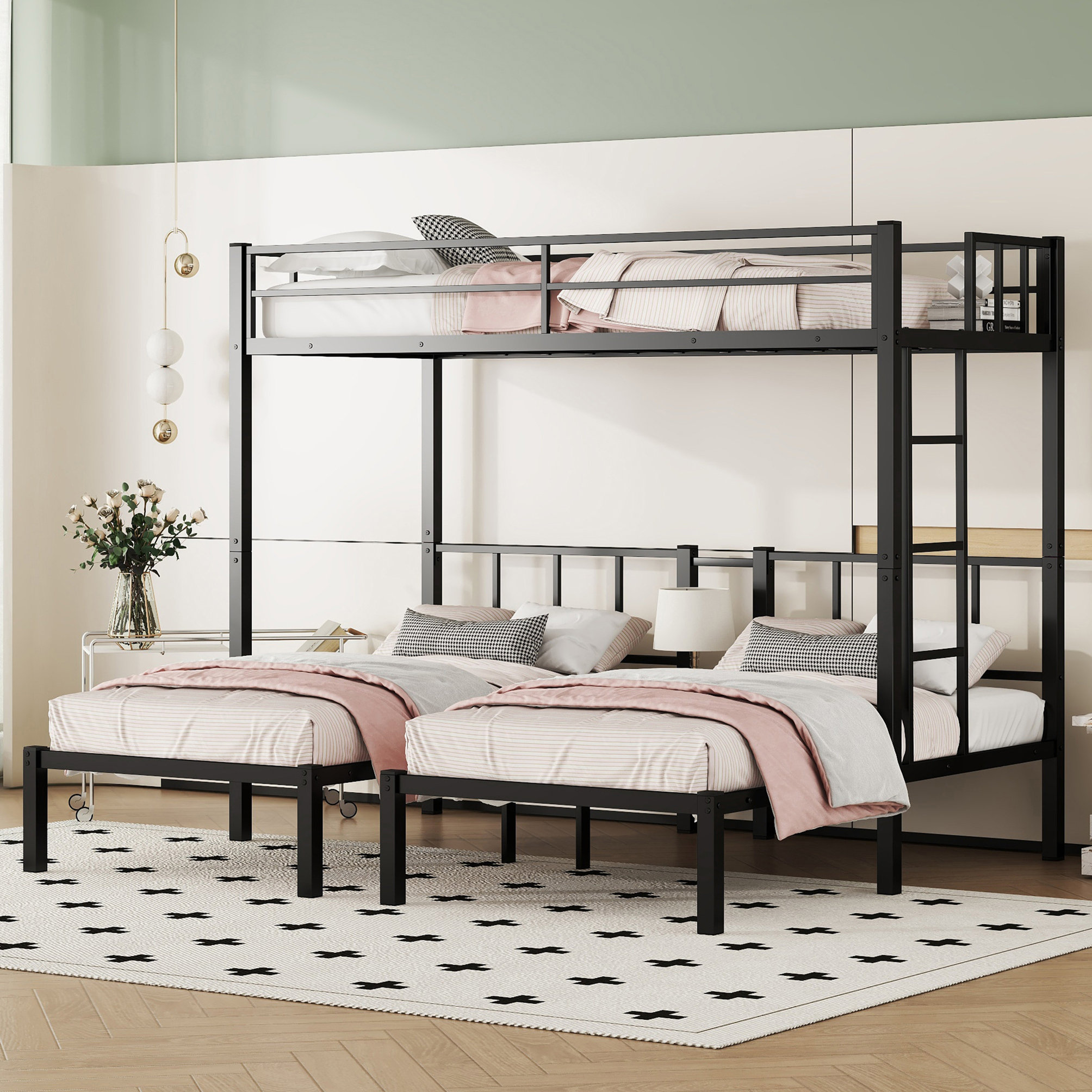 Isabelle & Max™ Bunk Beds For 3, Bunk Bed Metal Triple Bunk Bed | Wayfair