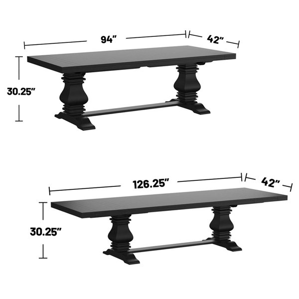 Canora Grey Rectangular Pedestal Dining Table With Planked Wood Top In ...