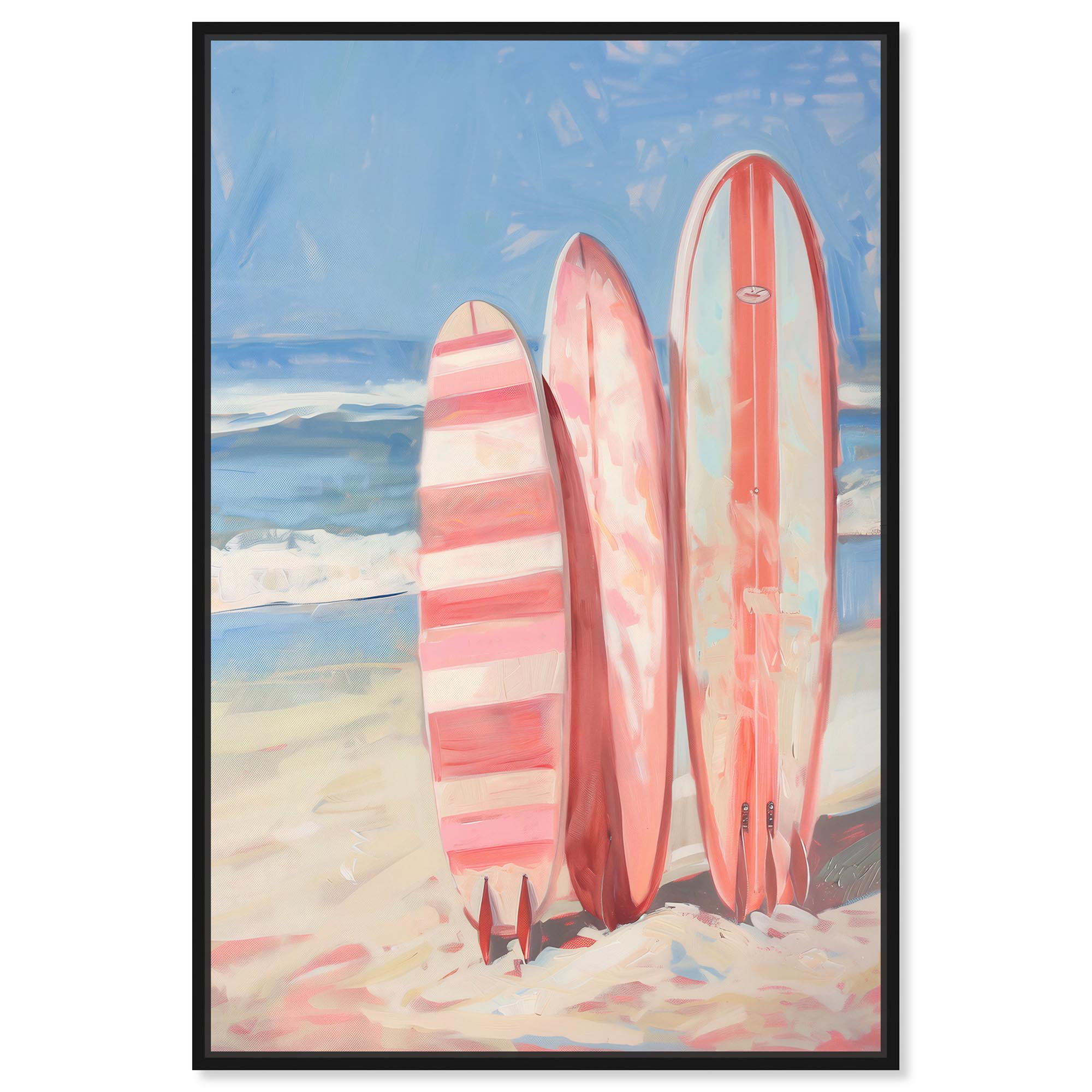Art Remedy Modern Coastal Print Canvas Pink Surfboards | Wayfair