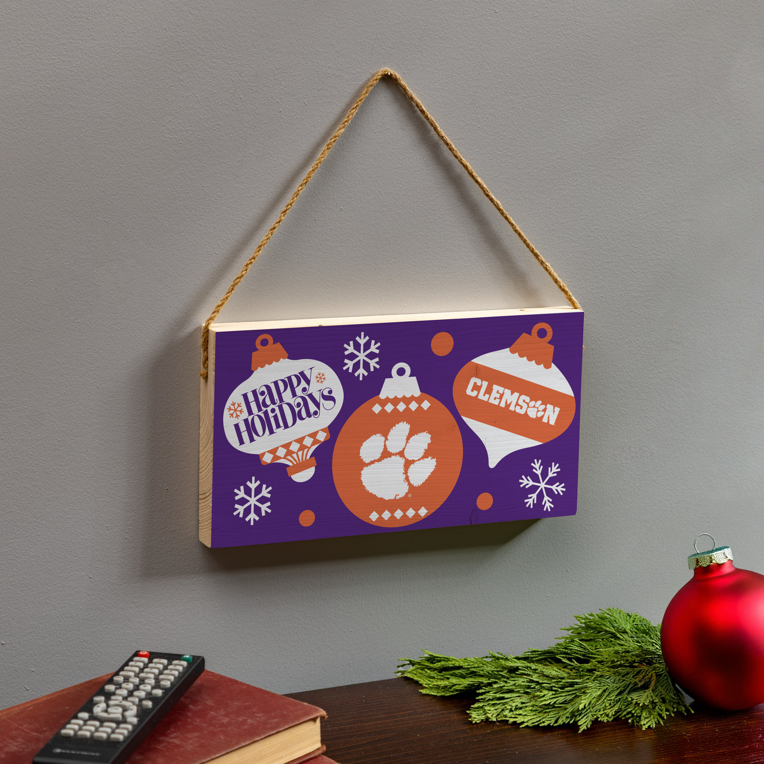 Gracie Oaks Clemson University 6 x 11 Holiday Wood Wall Sign | Wayfair