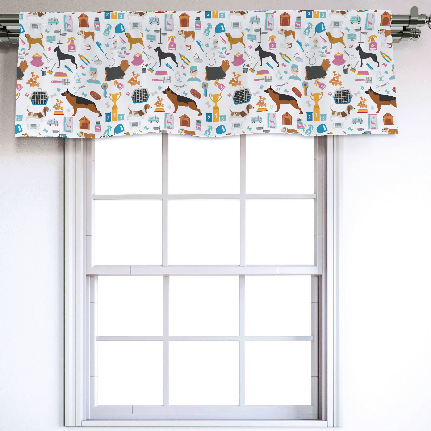 East Urban Home Dogs 54" Window Valance | Wayfair
