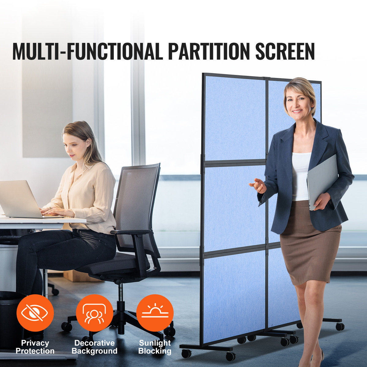 Stellweilan Tessberg Acoustic Room Divider 72" x 66" Office Partition ...