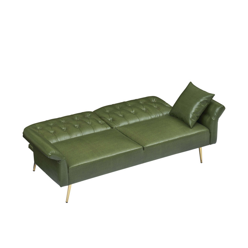Mercer41 67.71 Inch Faux leather sofa bed with adjustment armres | Wayfair
