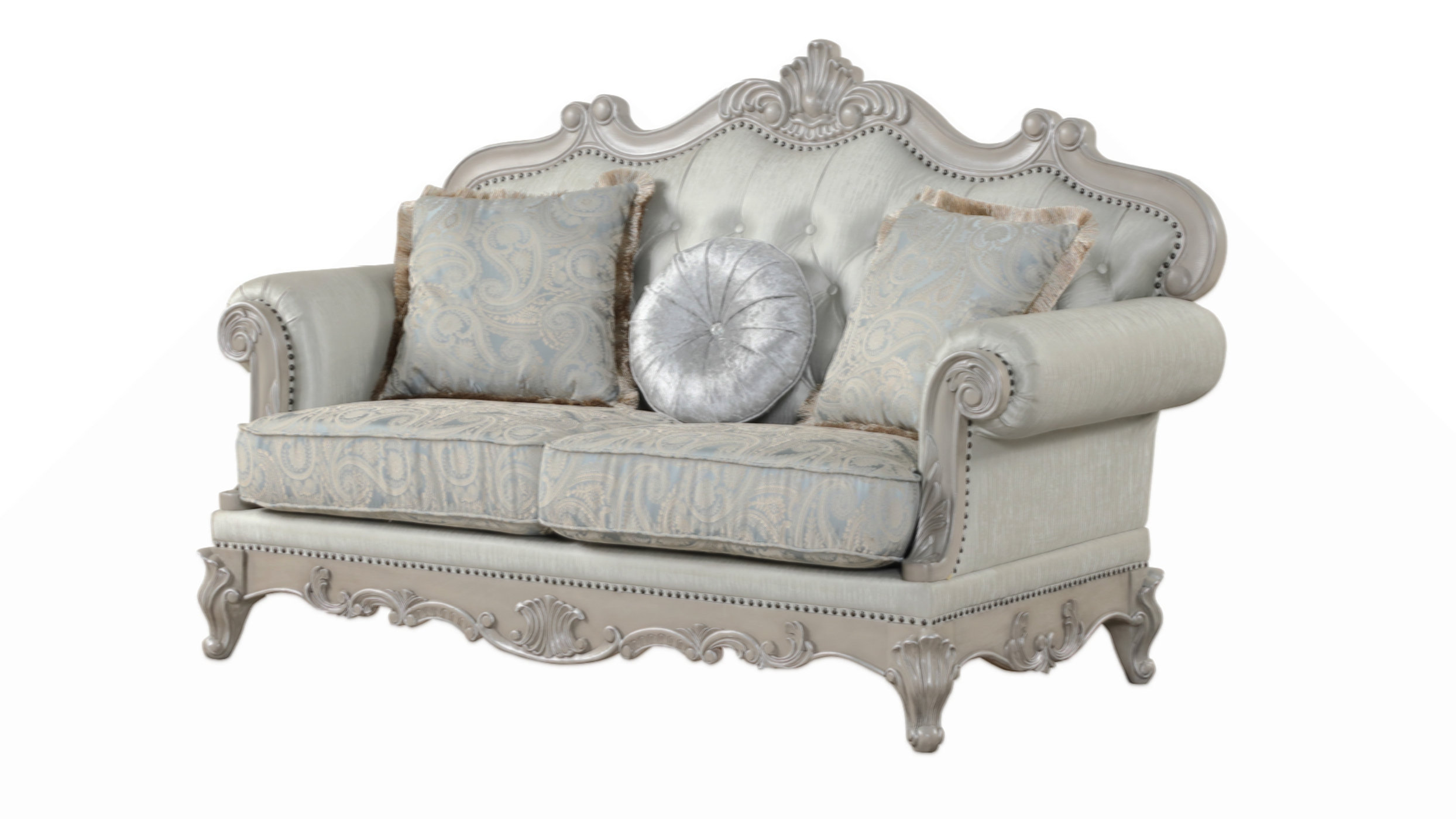 Bloomsbury Market Debera Traditional Loveseat Made With Wood In Silver ...