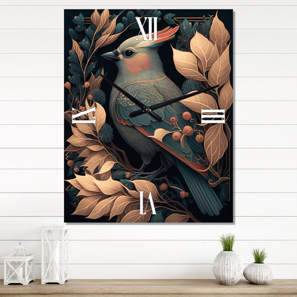 DesignArt Cardinal Bird In Faded Retro Tones - Animals Bird Wall Clocks ...