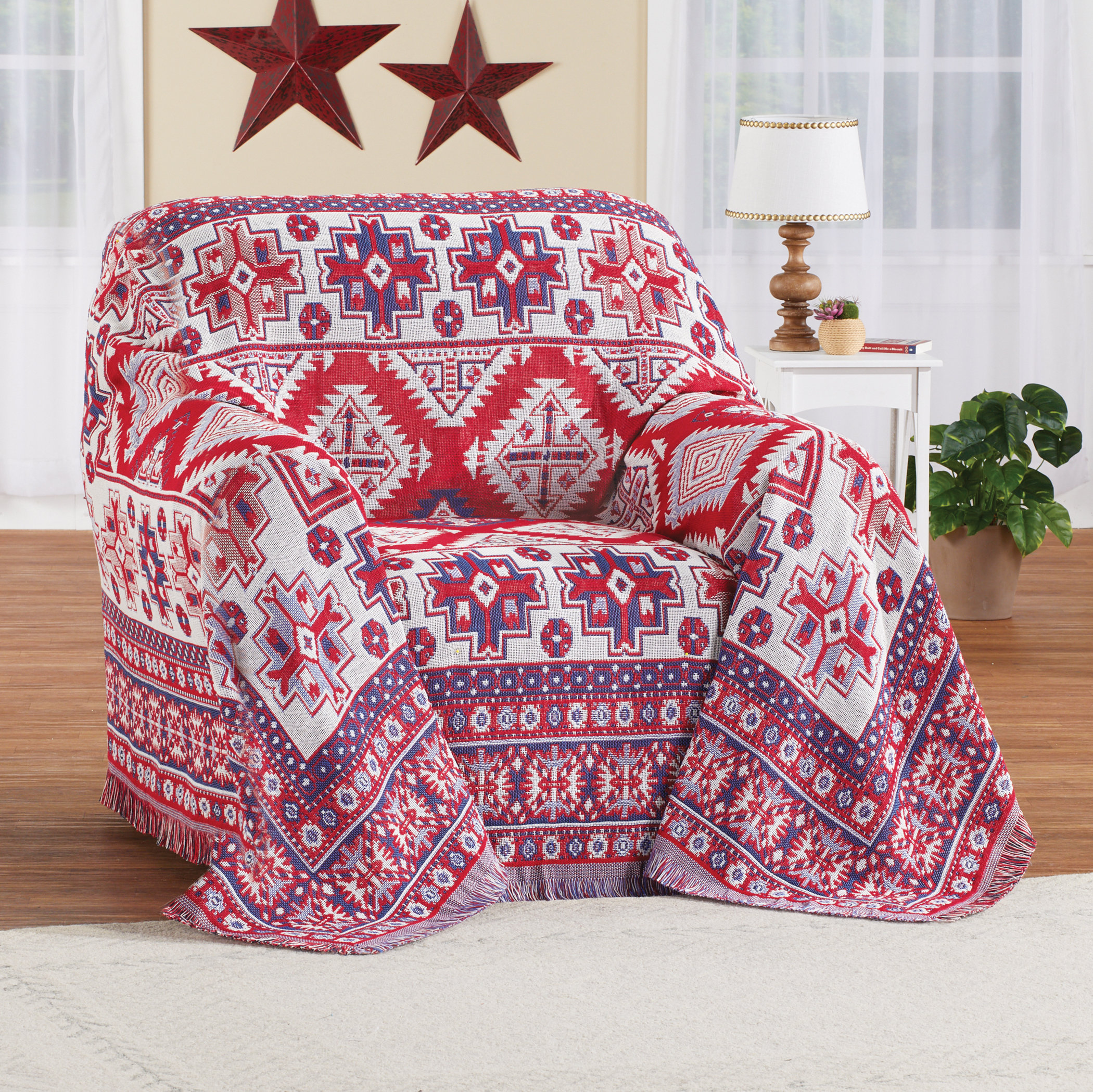 Foundry Select Southwest Tapestry Fringe Border Furniture Cover ...