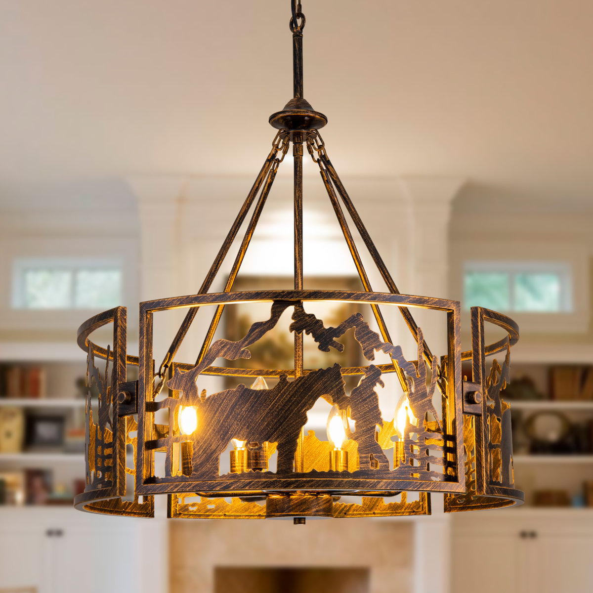 Tochic 6-light Bronze Metal Farmhouse Chandelier For Dining Room ...