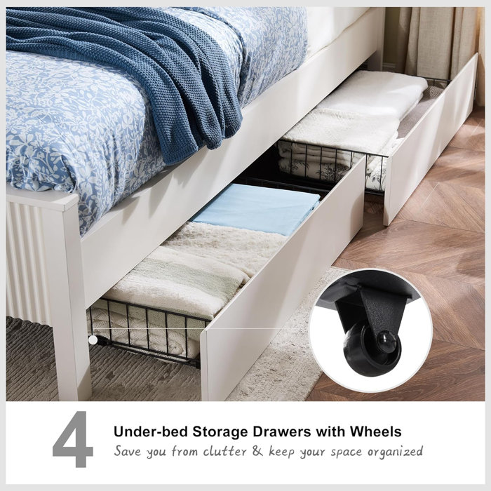 Red Barrel Studio® Alteo Fluted Panel Bed Frame With Charging Station ...