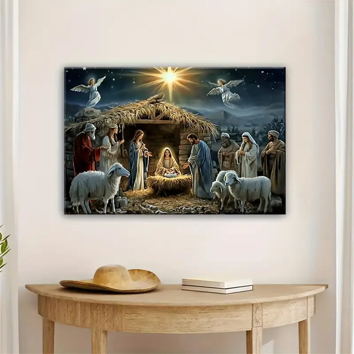 Charlton Home® 1Pc Wooden Frame Wall Art, Religious-Christmas-Nativity ...